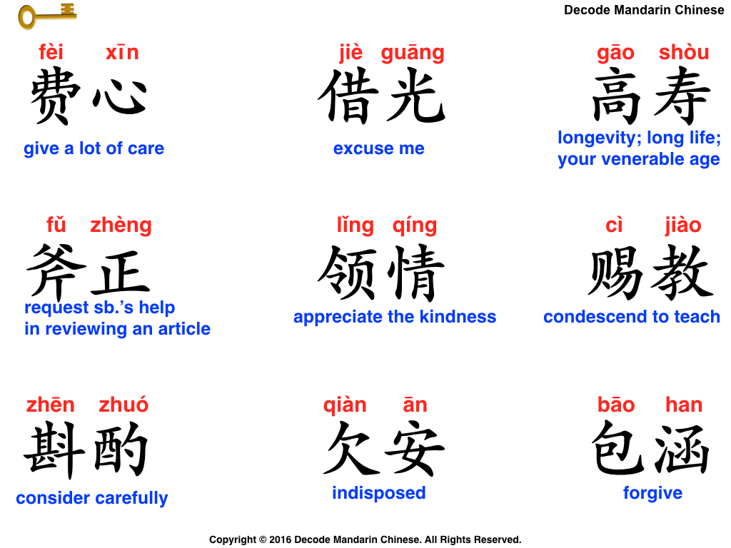 Polite expressions very frequently used in Chinese III